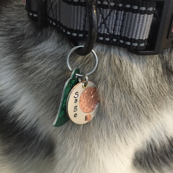 Pet ID Tag - Dog Tag - Cat Tag - Moon and Stars - Hand Stamped Pet ID ...