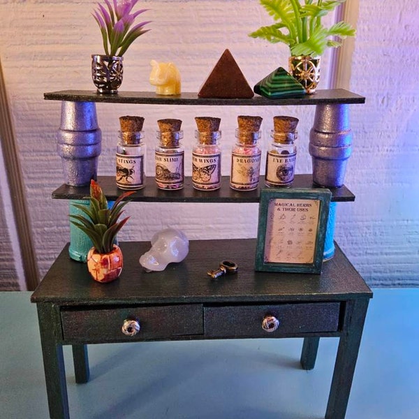 DIY KIT | Miniature Fairy Witch Desk | Dollhouse Apothecary Desk ...