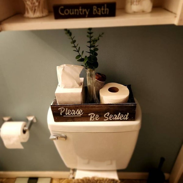 Back of Stool Toilet Paper Holder, Tissue Cover, Rustic Bathroom Crate ...