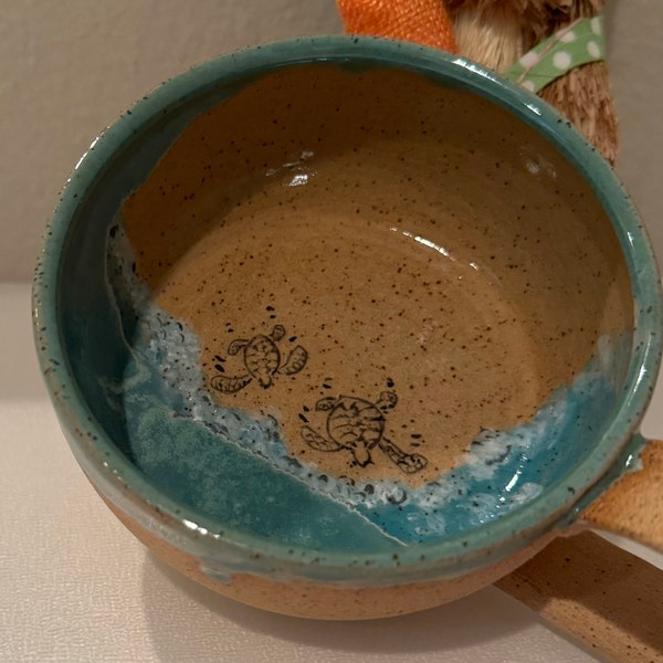 Handmade Turtle Spoon Rest With Unique Blue Shell Pattern Glaze - Ocean ...