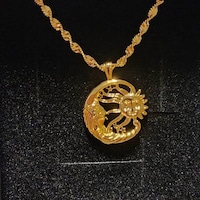 Sun and Moon Vintage Style Celestial Yin Yang Celestial Zodiac Mystic Charm Dainty 18k Gold ...