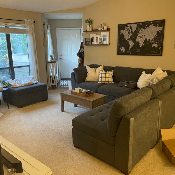 Push Pin World Map - Modern Personalized Cork Canvas Gift (modern Slate ...