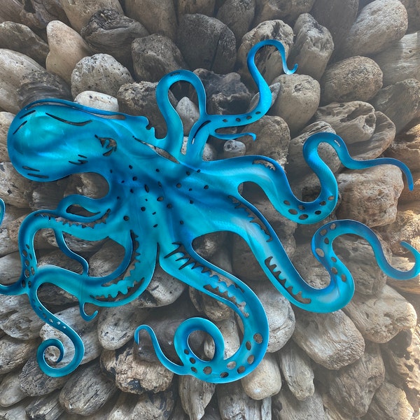 Octopus Metal Wall Art, Turqoise and Blue Octopus, Home Decor for ...