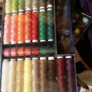 Set of 32 Colorful Spools and Matching Bobbins Polyester High Tenacity ...