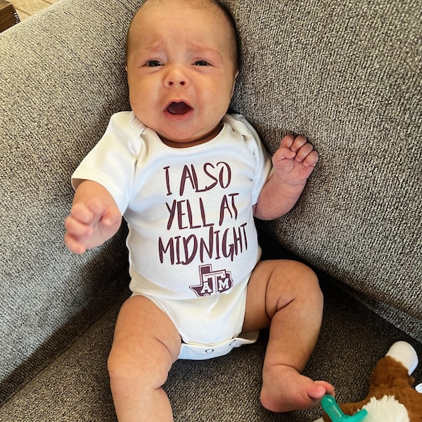 I Also Yell at Midnight Aggie Baby Gift, Aggie Bodysuit, Aggie Newborn ...
