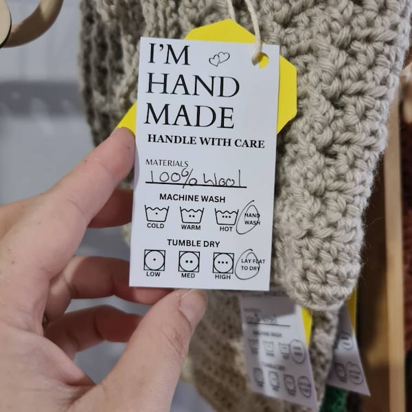 Im Handmade - Printable Care Tags, Care Instruction Washing Labels ...
