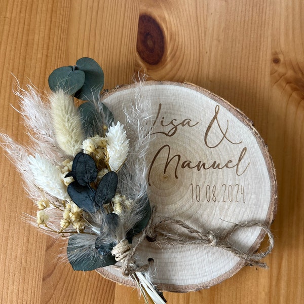 Wedding Ring Holder With Dried Flowers, Ring Cushion for Wedding Rings ...