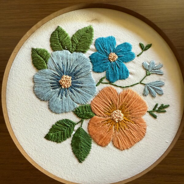 Flower Moon Embroidery Pattern, Instant Download, Floral Celestial ...