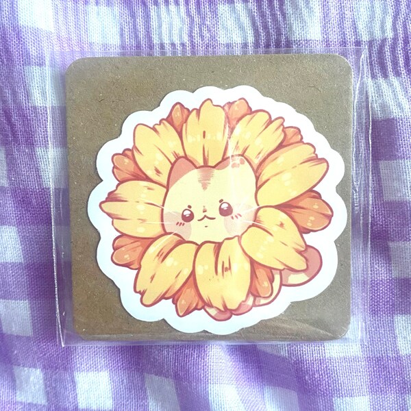 Sunflower Cat Vinyl Sticker ~ Little Lion ~ Cute Sticker - Etsy