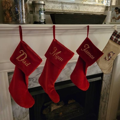 Christmas Traditional Red Personalized Velvet Stockings - Etsy