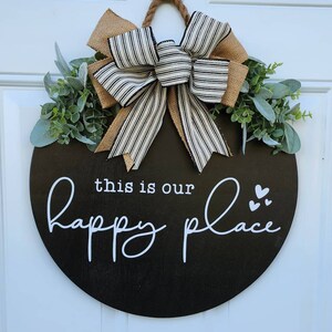 Front Door Decor, This is Our Happy Place, Front Door Wreath, Door ...
