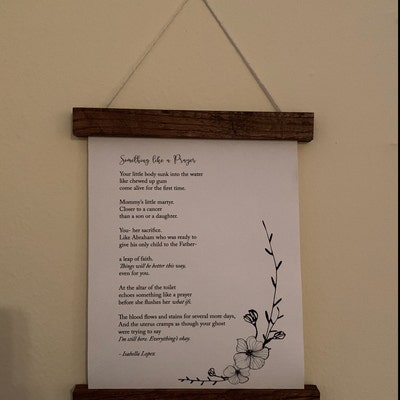 Custom Flower Poem Art Print on Canvas With Hanger Frames Any Words or ...