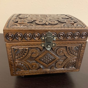 Large Jewelry Case, Wood Jewelry Box, сarved Wood Coffer, Jewelry Box ...