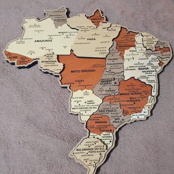 Brazil Map Svg File for Laser Cutting and Engraving, Brazil Puzzle Map ...