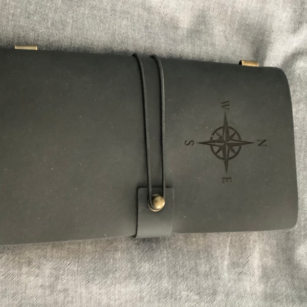 Leather Journal Refillable, Personalized Compass Travelers Notebook ...