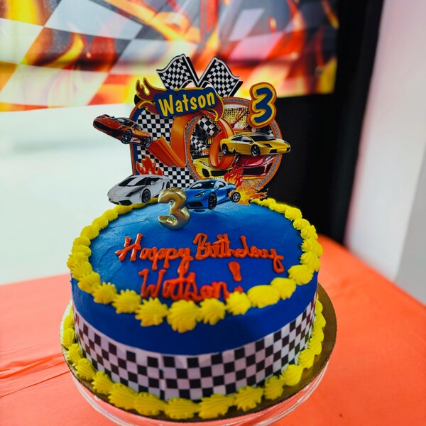 Racing Cake Topper/ Custom Cake Topper/ Cars Cake Topper/ Wheels Cake ...