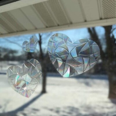 15 Heart Window Clings, Reusable Translucent Window Decoration ...