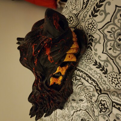 Samurai Wolf Mask, Samurai Mask, Oni Mask, Mempo Cosplay Handmade Fan ...