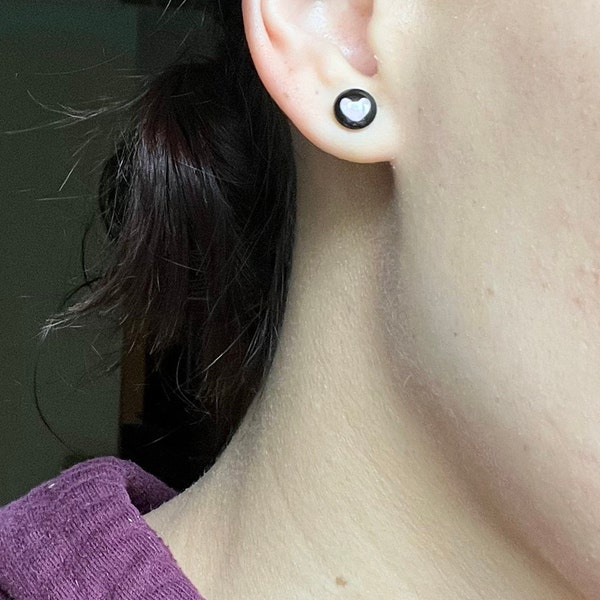 Up to 2" Aphrodite Inner Love Baby Pink Black Heart Ear Plugs Gauges ...