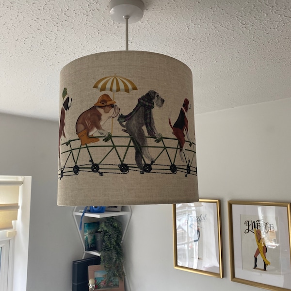 Lamp Shade Dog Tandem Drum Lampshade Dog Lover Gift Dog Nursery ...
