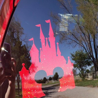 GLITTER Disney World Cinderella Castle Vinyl Decal, Car, Laptop, Window ...