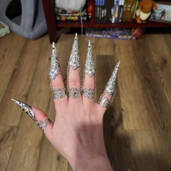 Full Hand Armor "alik" Gothic Finger Claws - Dark Nail - Dark Jewelry ...