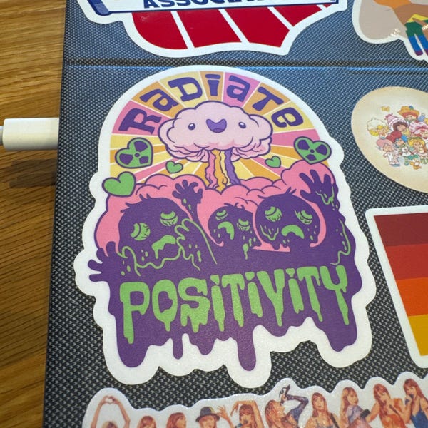 VS048 Radiate Positivity Vinyl Sticker / Kawaii Mushroom Cloud Nuclear ...