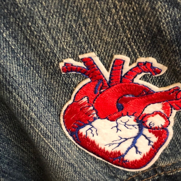 Anatomical Heart Iron-on Patch, Heart Badge, DIY Embroidery ...