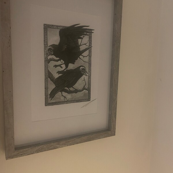 Celestial Raven Bird Wings Illustration Art Painting Print, Astrology ...