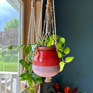 Tiny Black and Grey Hanging Planter, Small Handmade Ceramic Hanging Pot ...