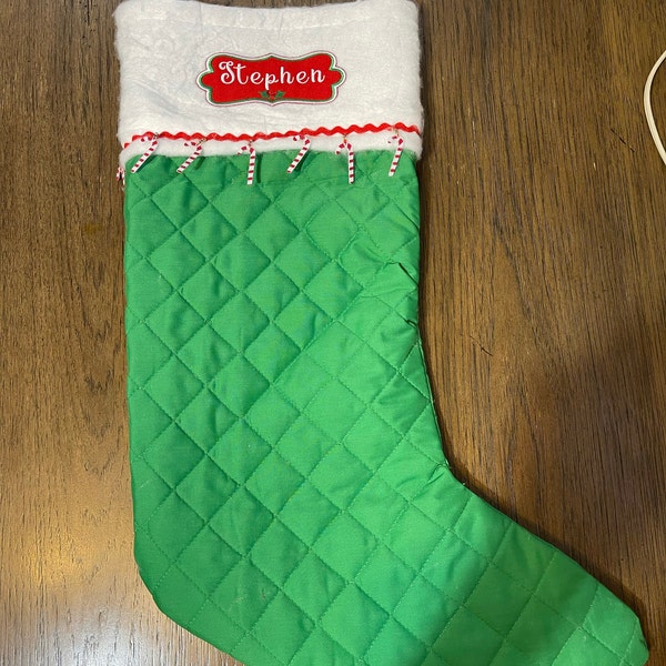 Christmas Stocking NAME PATCH - 5" X 2" Custom Personalized Iron on or ...