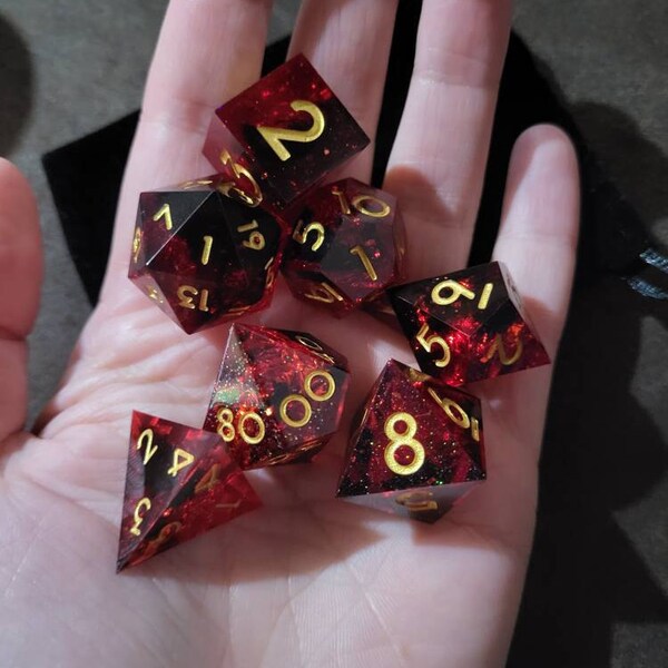 Red Lightning DND D20 Dice, Resin Sharp Edge Dice Set, D&D Dice Set for ...