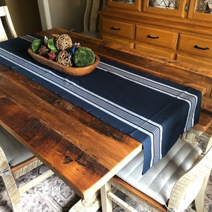 Gray & White Striped Table Runner Farmhouse Table Runner | Etsy