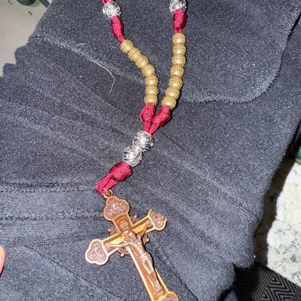 Celtic Anglican Knotted Rosary Rope With Stainless Steel Cross. Dark ...