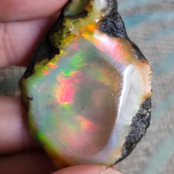 Opal Rough Gemstone, Natural Ethiopian Opal Welo Fire Crystal Opal ...