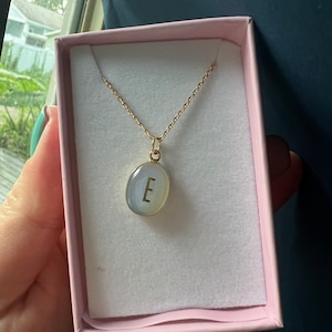Oval Initial Gemstone Necklace, Gold Initial Necklace, Initial Pendant ...