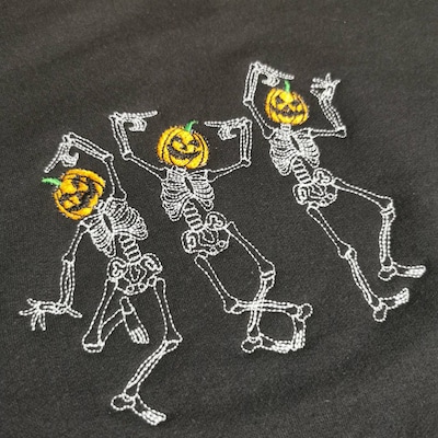 Dancing Skeletons Embroidery Design, Halloween Pumpkin Face Skeleton ...