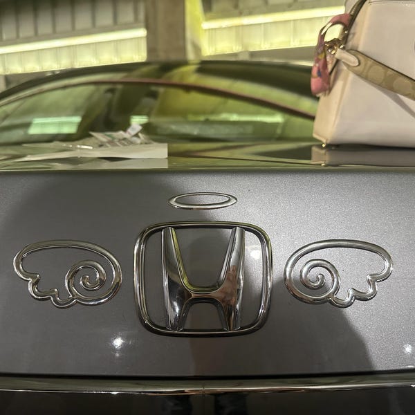 Chrome Angel Wings Car Emblem Sticker / Wings & Halo Silver Badge Decal ...