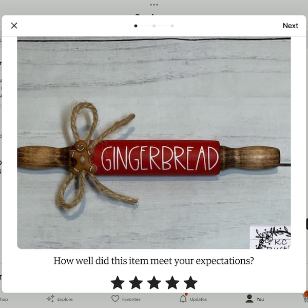 Gingerbread Mini Wood Rolling Pin/ Tiered Tray Decor/ Christmas Decor ...