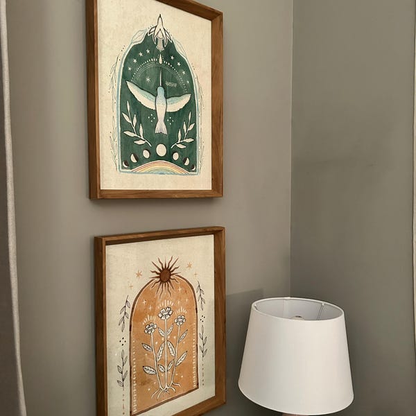 Sun Poster Sunflower Art Print Boho Room Decor Earthy Flower ...