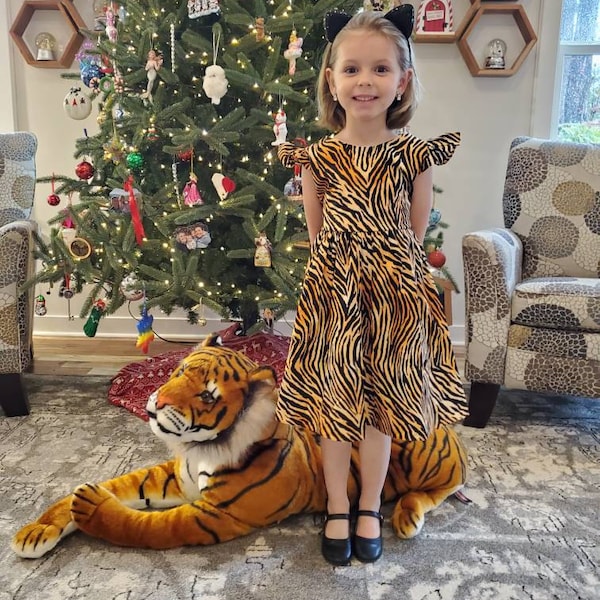 Tiger Print Dress Girls, Toddler Tiger Print Dress, Animal Print Dress ...