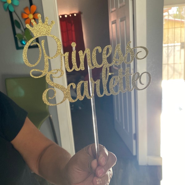 Personalized Name Princess Cake Topper, Birthday Glitter Cake Topper ...