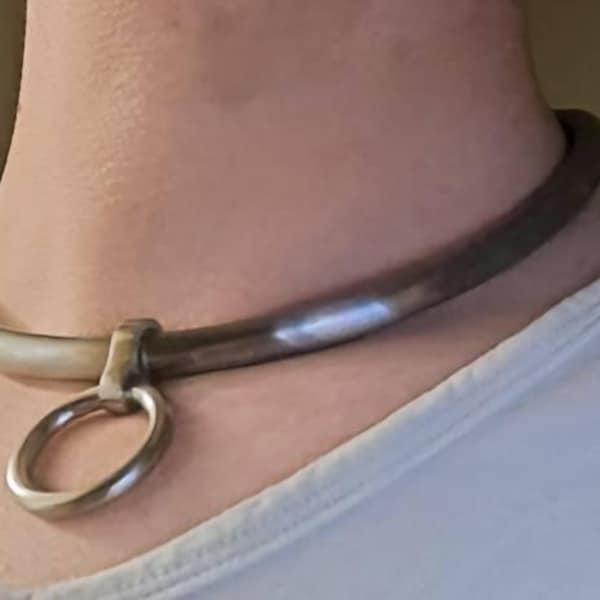 6mm Curved Rolled Steel Rose Gold Collar With Matching Removable Ring ...