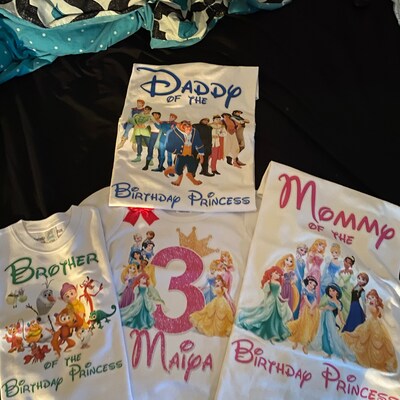 Disney Princess Family Birthday Shirts, Disney Princesses Birthday Shirt Set, Princess Family ...