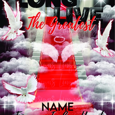 Red Black Heaven Long Live Forever in Our Hearts Angel Wings Memorial ...