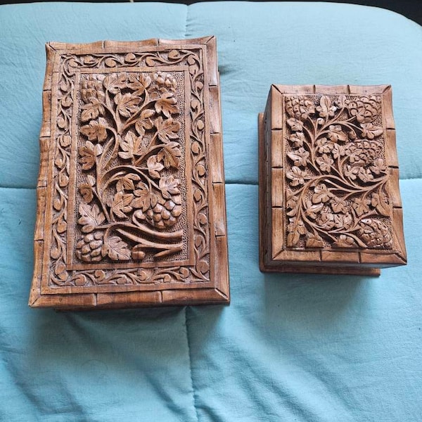 Wooden Jewelry Box Personalized Engraved Gift Box Hand Carved Wooden ...