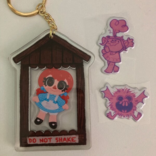 Haunted Doll Box | Raggedy Ann Acrylic Shaker Keychain - Etsy
