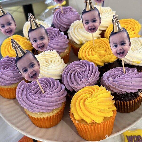 Custom Photo Cupcake Toppers - Face Cutout Cupcake Picks - Personalized ...