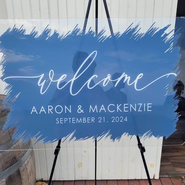 Welcome Wedding Sign, Personalized Welcome to Our Wedding Sign, Brushed ...