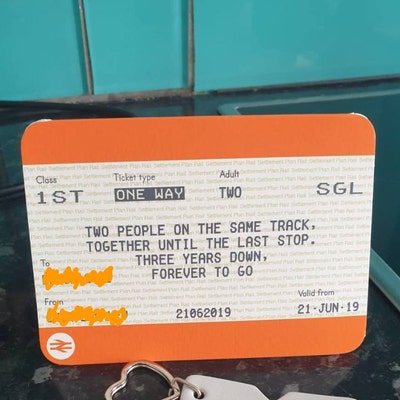 Personalised Train Ticket Anniversary Card, Custom Anniversary Card ...